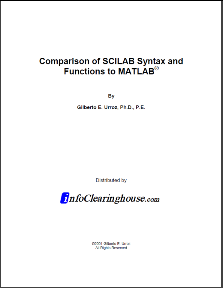Comparison of SCILAB Syntax and Functions to MATLAB | Scilab Comparison of SCILAB Syntax and Functions to MATLAB | Scilab